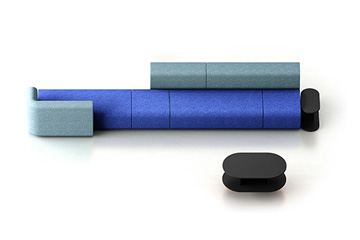 Sofa plus modular pouffes for open-space hall - Leyform