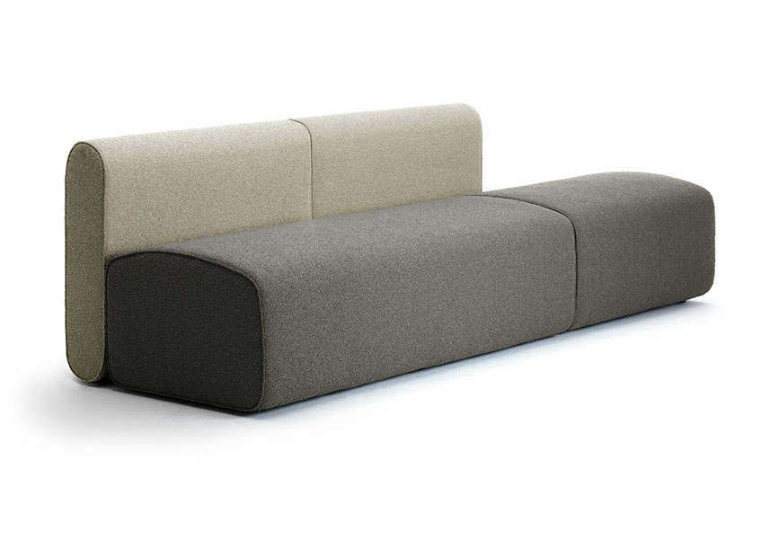 Sofa plus modular pouffes for open-space hall - Leyform